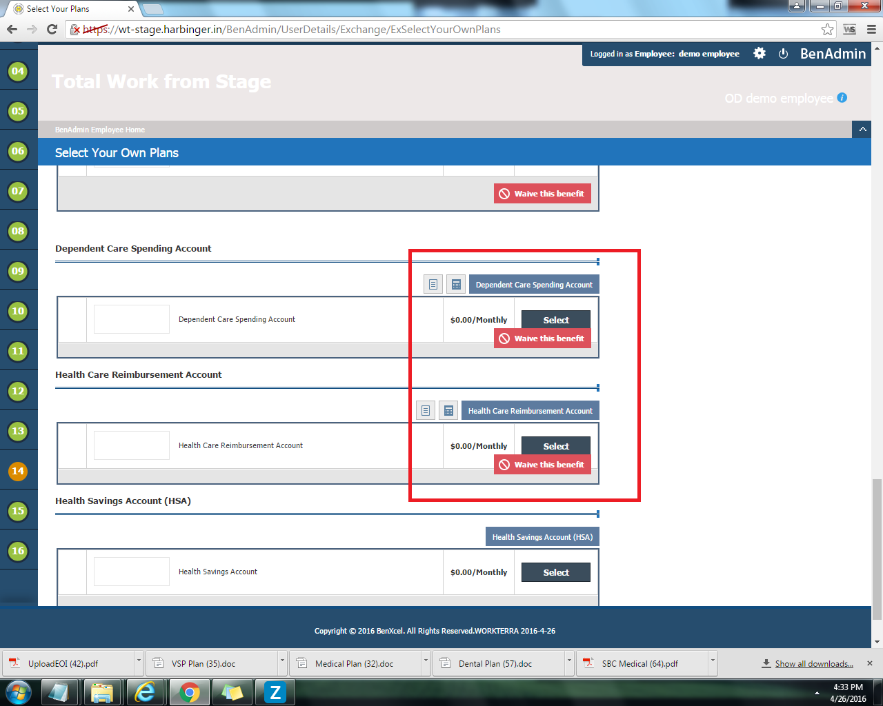 Wt 2091 Total Works Ui Issue Observed With Waive This Benefit Buttons On Select Your Plans
